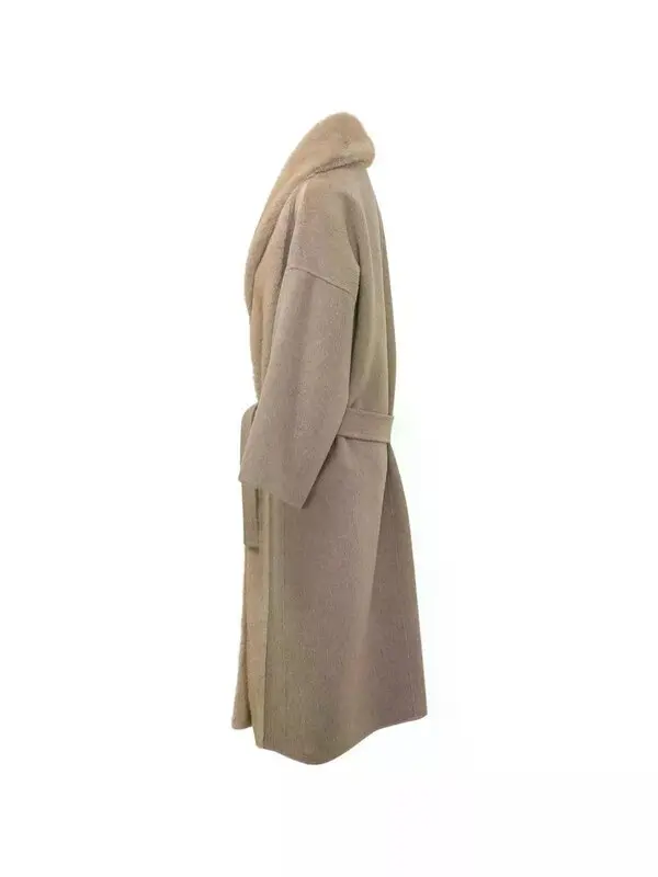 VALENTINI 1972 Faux-fur Trim Belted Coat