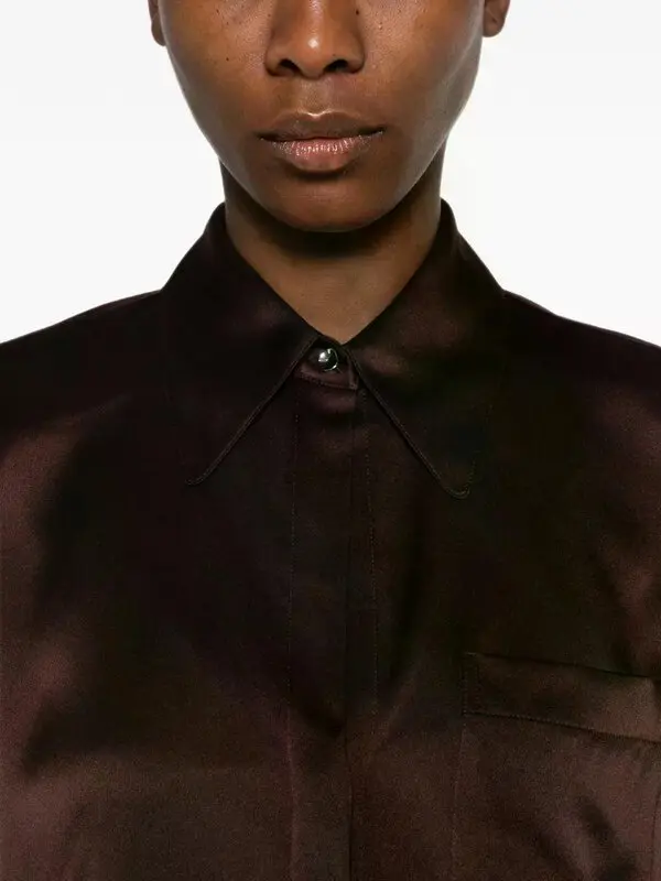 Vince Classic Collar Long Sleeve Shirt - Brown