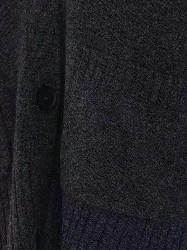 Alpha Studio V-neck Button-up Cardigan With Patch Pockets - Grey