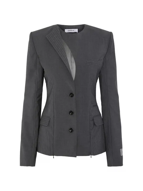 SRVC STUDIO Cut-out Pinstripe Wool Blazer