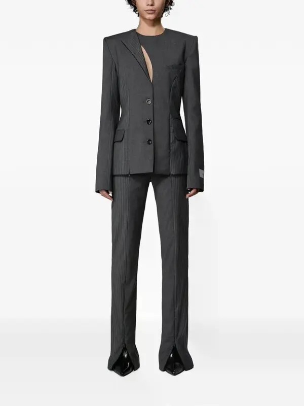 SRVC STUDIO Cut-out Pinstripe Wool Blazer