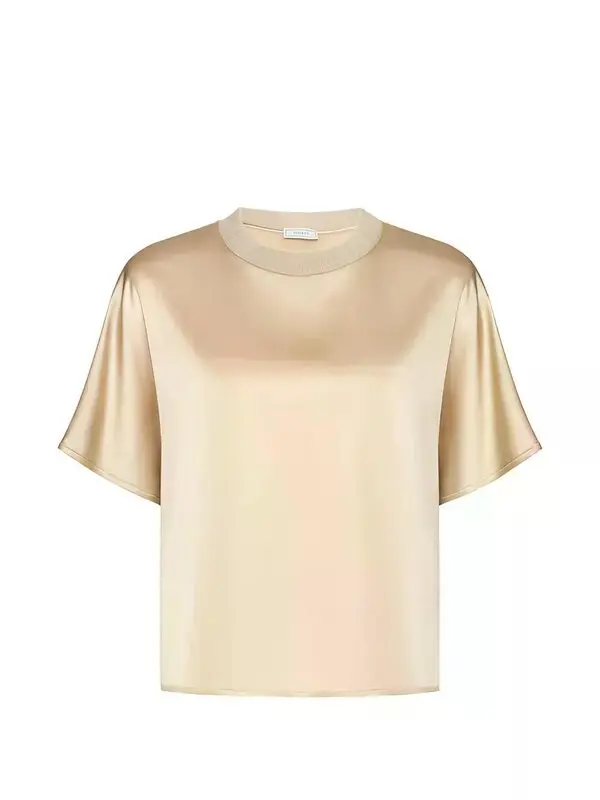 Peserico Satin Kimono-sleeve Blouse - Neutrals