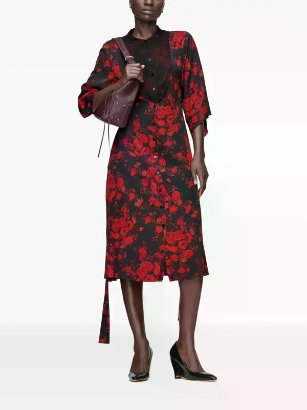 MAISON MARGIELA Floral Print Belted Midi Dress