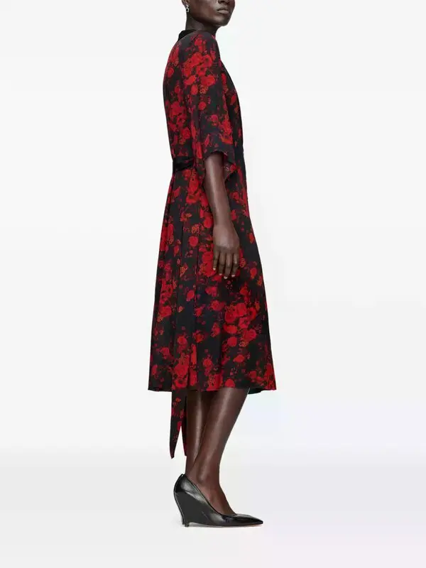 MAISON MARGIELA Floral Print Belted Midi Dress