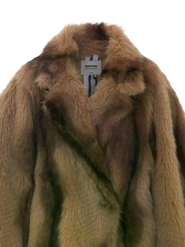 SWORD 6644 Faux-fur Double-breasted Coat