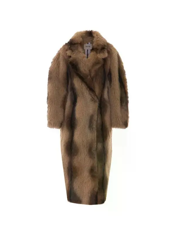 SWORD 6644 Faux-fur Double-breasted Coat - Brown