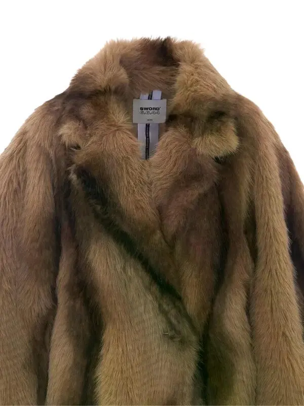 SWORD 6644 Faux-fur Double-breasted Coat - Brown