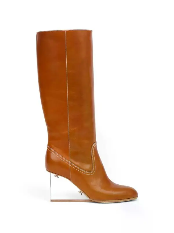 MAISON MARGIELA Plexi Contrast-stitch Wedge Boots - Brown