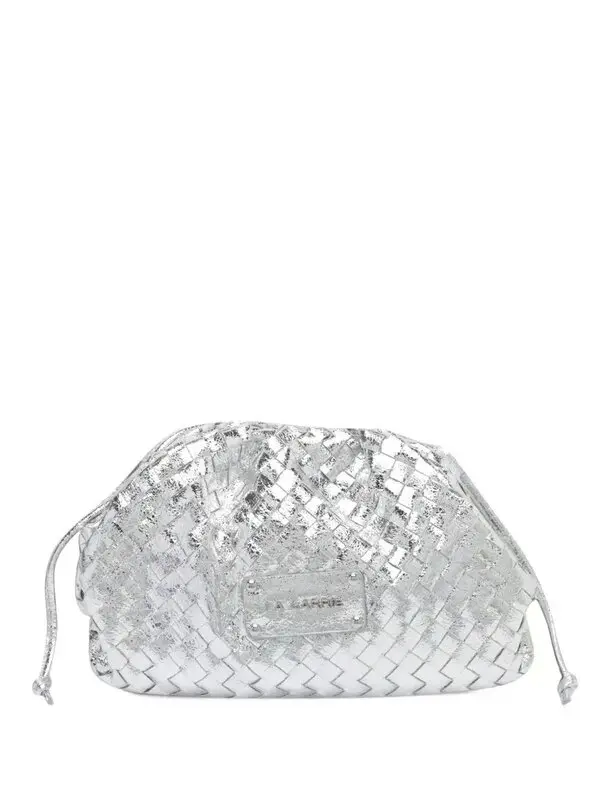 LA CARRIE Woven Leather Shoulder Bag - Silver