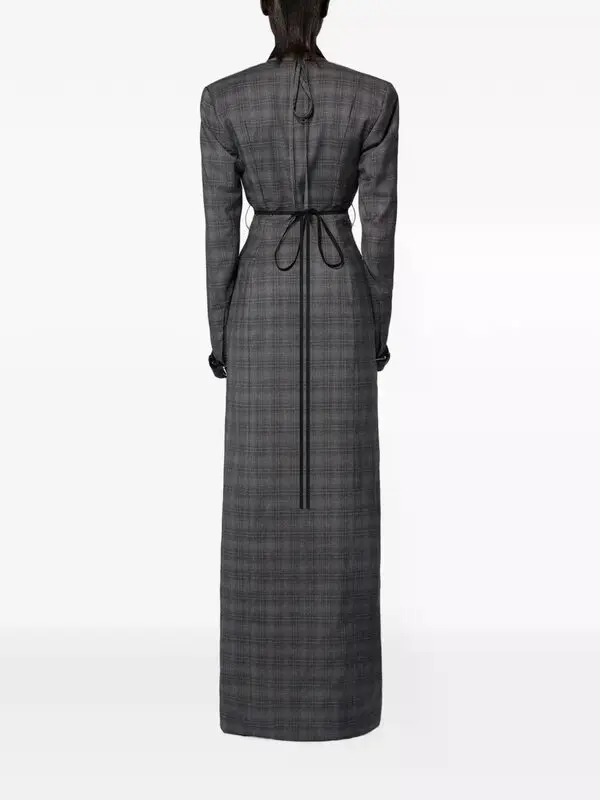 SRVC STUDIO Serpentine Check Wool Coat - Grey