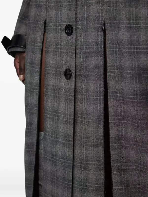 SRVC STUDIO Serpentine Check Wool Coat - Grey