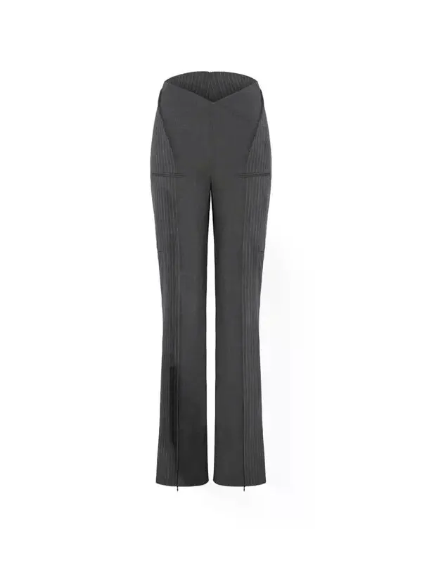 SRVC STUDIO Cocoon Asymmetric Pinstripe-panel Trousers - Grey