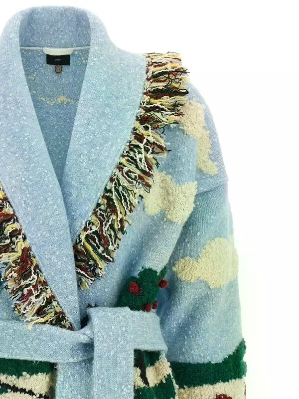 Alanui Jacquard-knit Landscape Cardigan - Blue