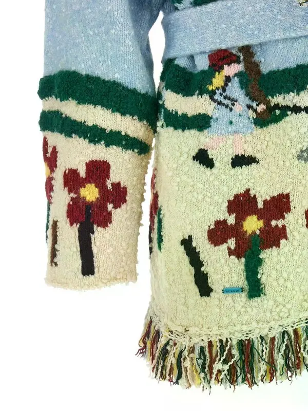 Alanui Jacquard-knit Landscape Cardigan - Blue