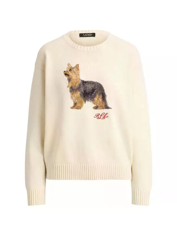 Ralph Lauren Dog-intarsia Cotton Sweater - Neutrals