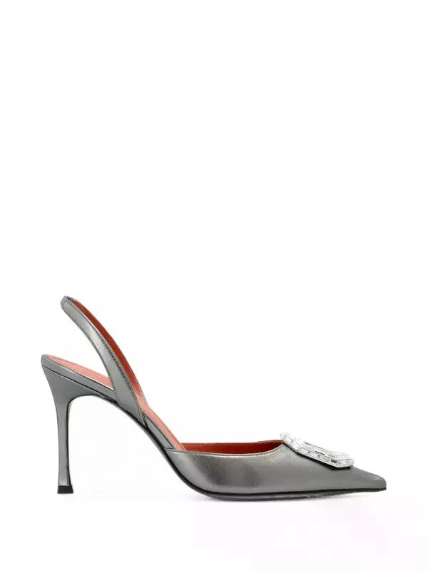 Amina Muaddi Camelia Crystal-embellished Pumps - Grey