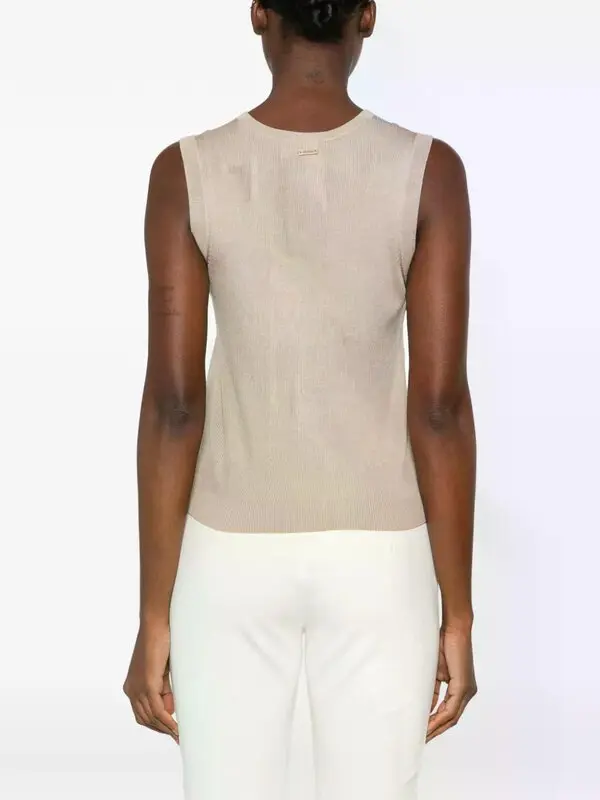 Max Mara Ribbed Crewneck Sleeveless Vest - Neutrals