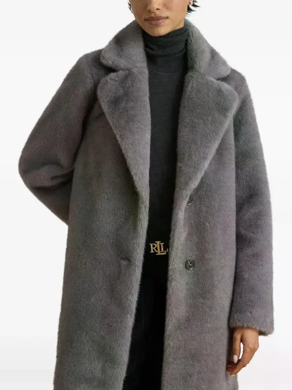 Ralph Lauren Faux Fur Notched Lapel Coat