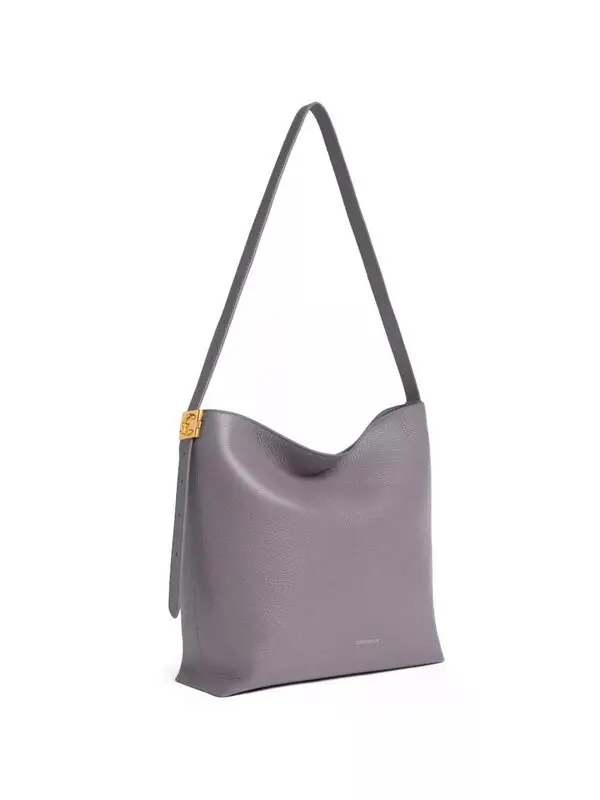 COCCINELLE C-me Lock Grained Leather Shoulder Bag - Grey