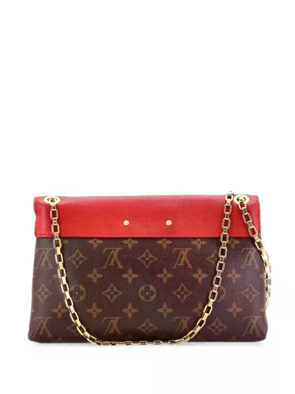 LOUIS VUITTON Pallas Chain Monogram Canvas And Calfskin Shoulder Bag - Red