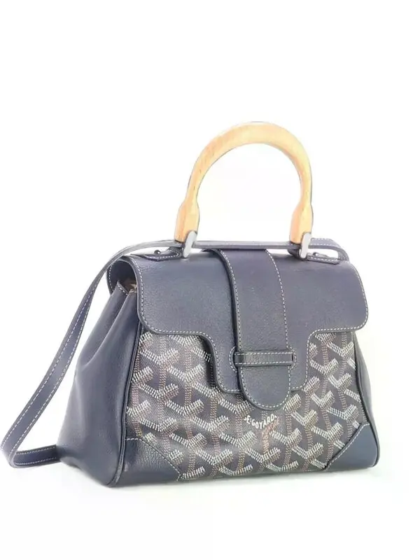 Goyard Saigon Top Handle Bag Coated Canvas With Leather Mini Shoulder Bag - Blue