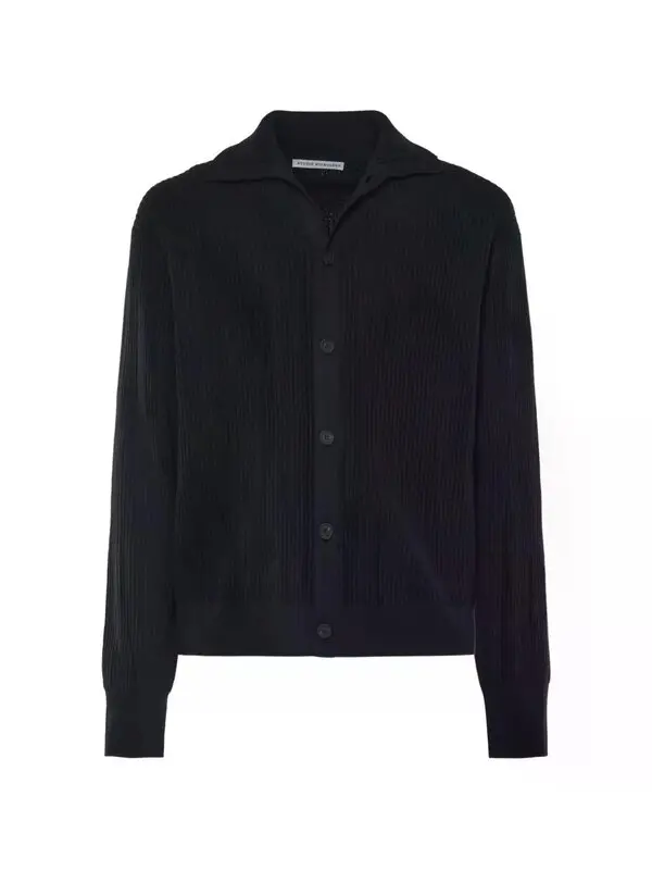 Studio Nicholson Ribbed-knit Button-up Cardigan - Black