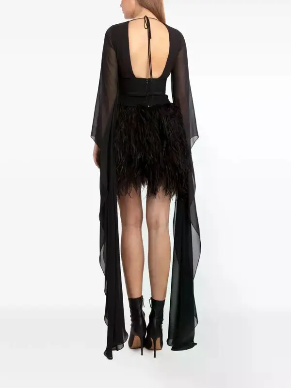 GEMY MAALOUF V-neck Draped-sleeve Top