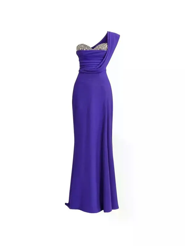 GEMY MAALOUF Crystal-embellished Draped Corset Dress - Purple