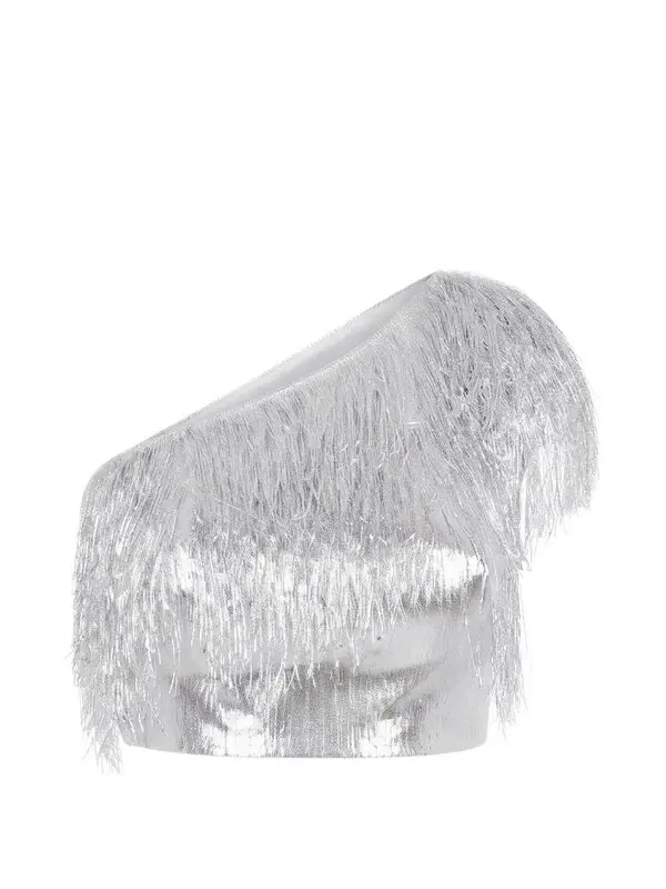 GEMY MAALOUF One-shoulder Fringe Top - Silver