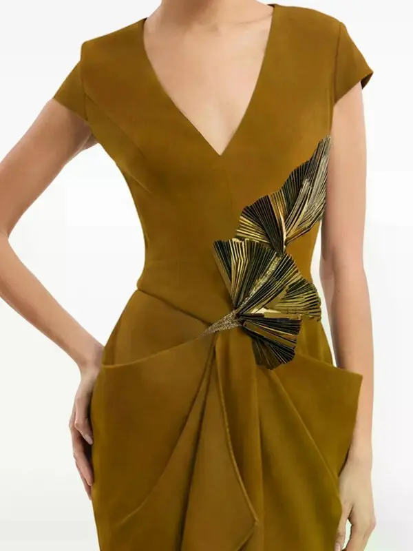 GEMY MAALOUF Embellished V-neck Dress