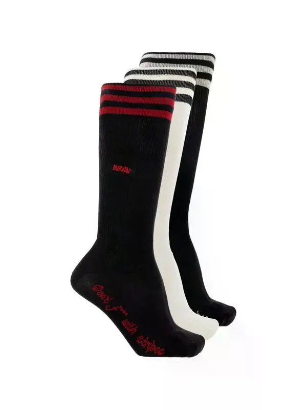 Adidas X Avavav Ribbed Knit Logo Print Socks Set Of Three