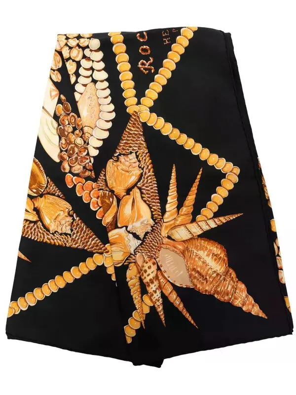 Hermès 2000-2026 Rocaille Silk Scarf 90 Scarves - Black