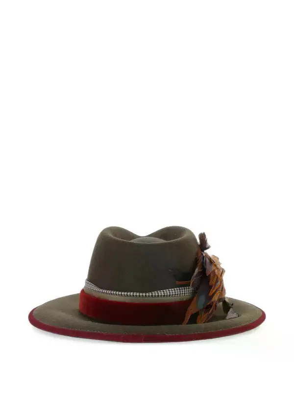 ALEXIA ALVAREZ DE TOLEDO Feather-embellished Houndstooth-trim Hat