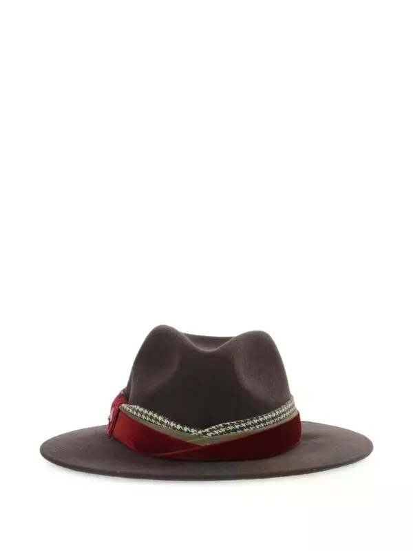 ALEXIA ALVAREZ DE TOLEDO Houndstooth-trim Wool Fedora Hat