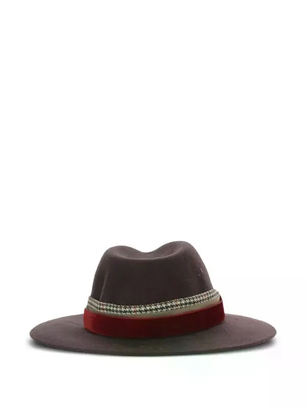 ALEXIA ALVAREZ DE TOLEDO Houndstooth Trim Wool Fedora Hat