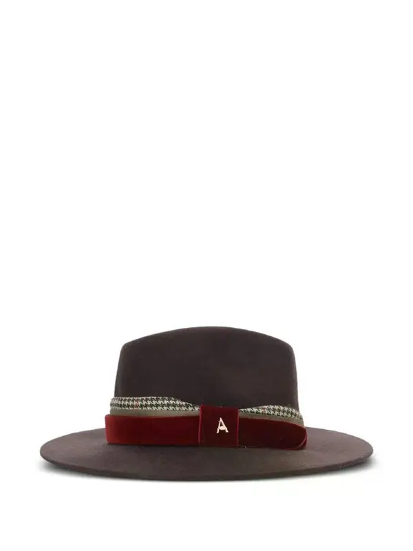 ALEXIA ALVAREZ DE TOLEDO Houndstooth Trim Wool Fedora Hat