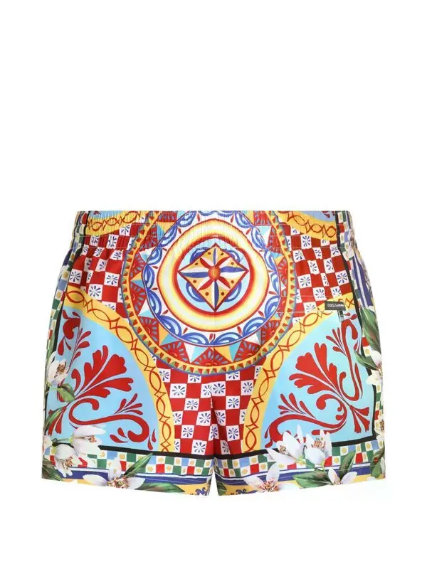 Dolce & Gabbana Carretto Print Swim Boxer Shorts - Blue