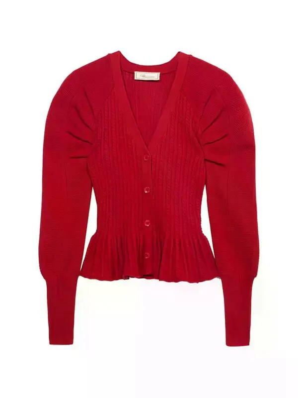 Blumarine Cable-knit Peplum Cardigan