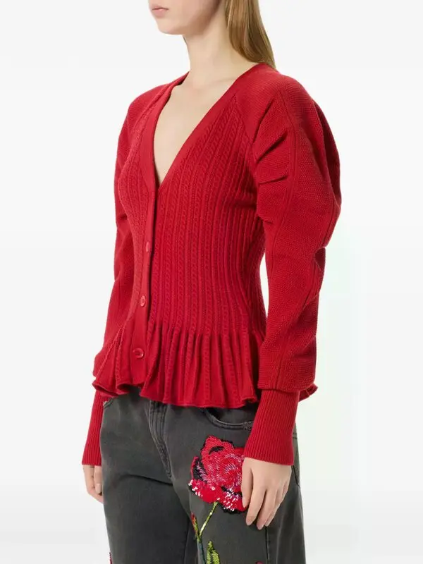 Blumarine Cable-knit Peplum Cardigan