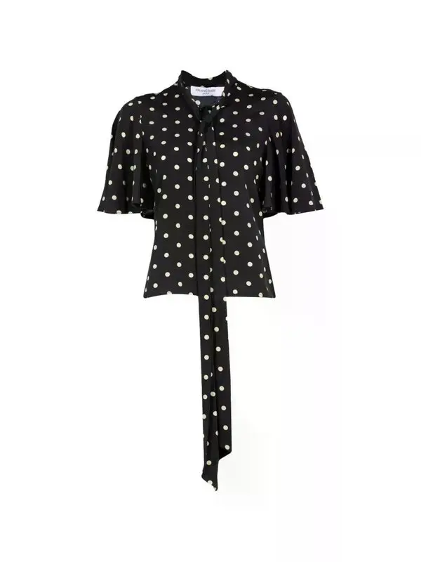 FRANCOISE PINTON - PARIS Polka-dot Pussy-bow Blouse