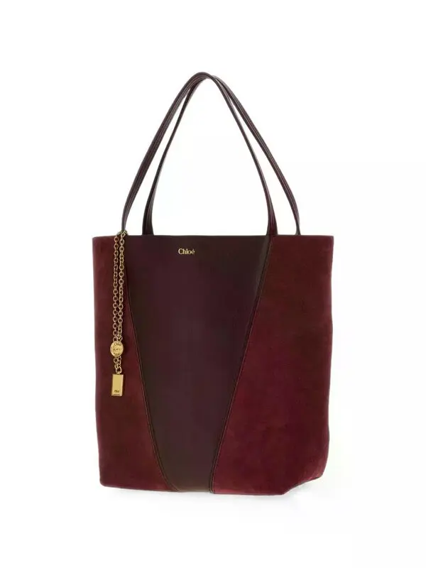 Chloé Spin Leather Suede Tote Bag - Red