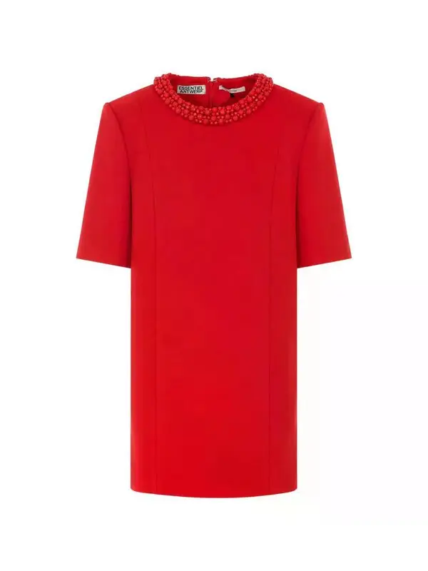 Essentiel Antwerp Kaylin Bead-embellished Crewneck Dress - Red