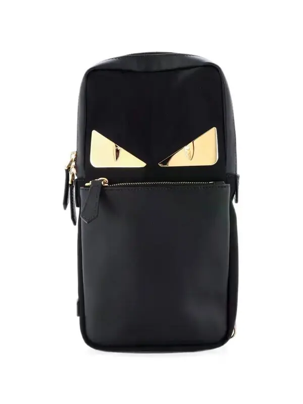 Fendi Monster Sling Bag Nylon And Leather Medium Crossbody Bag
