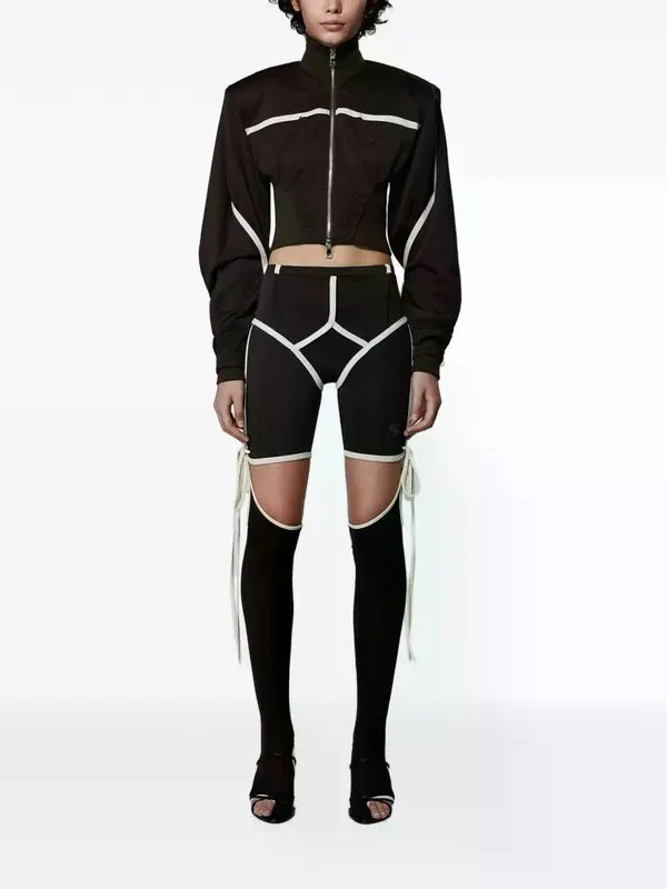 SRVC STUDIO Long John Contour-panel Tie-detail Shorts - Brown