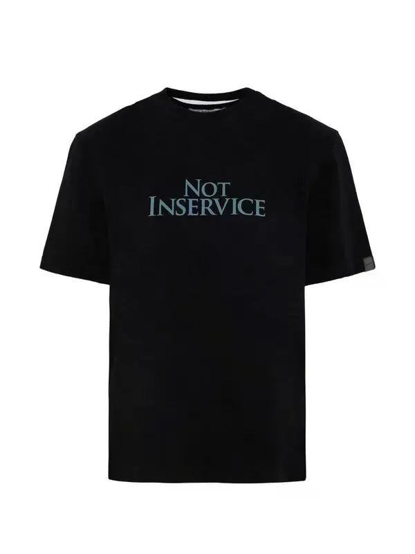 SRVC STUDIO Graphic-print Padded-shoulder T-shirt - Black