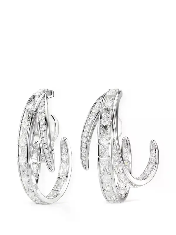 SWAROVSKI Crystal-embellished Triple Hoop Clip-on Earrings - Silver
