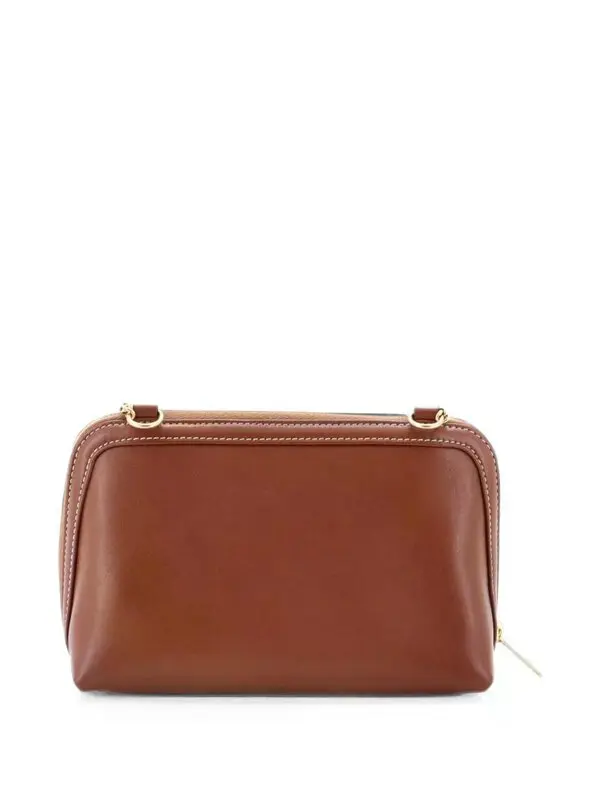 Celine Cuir Triomphe Zip Around Chain Clutch Leather Crossbody Bag