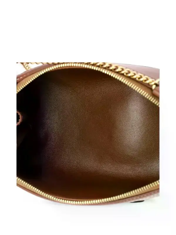 Celine Cuir Triomphe Zip Around Chain Clutch Leather Crossbody Bag