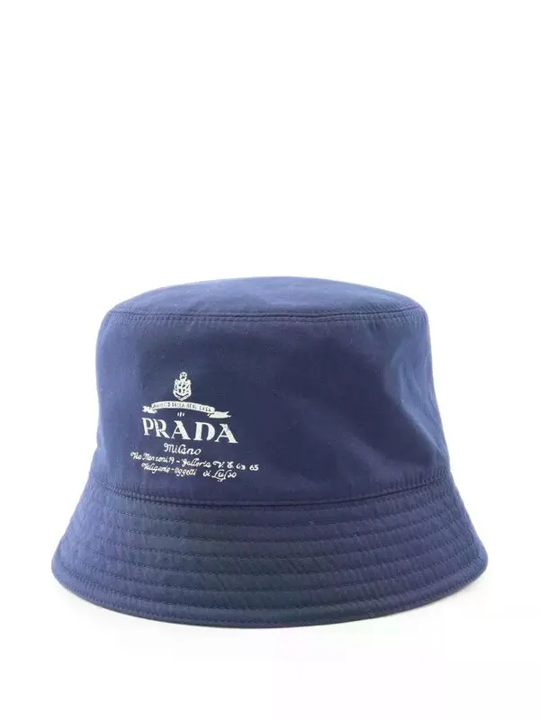 Prada Logo Print Bucket Hat - Blue