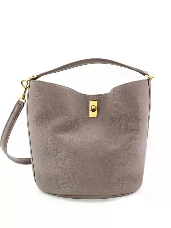 Celine 16 Bag Leather Bucket Bag - Grey